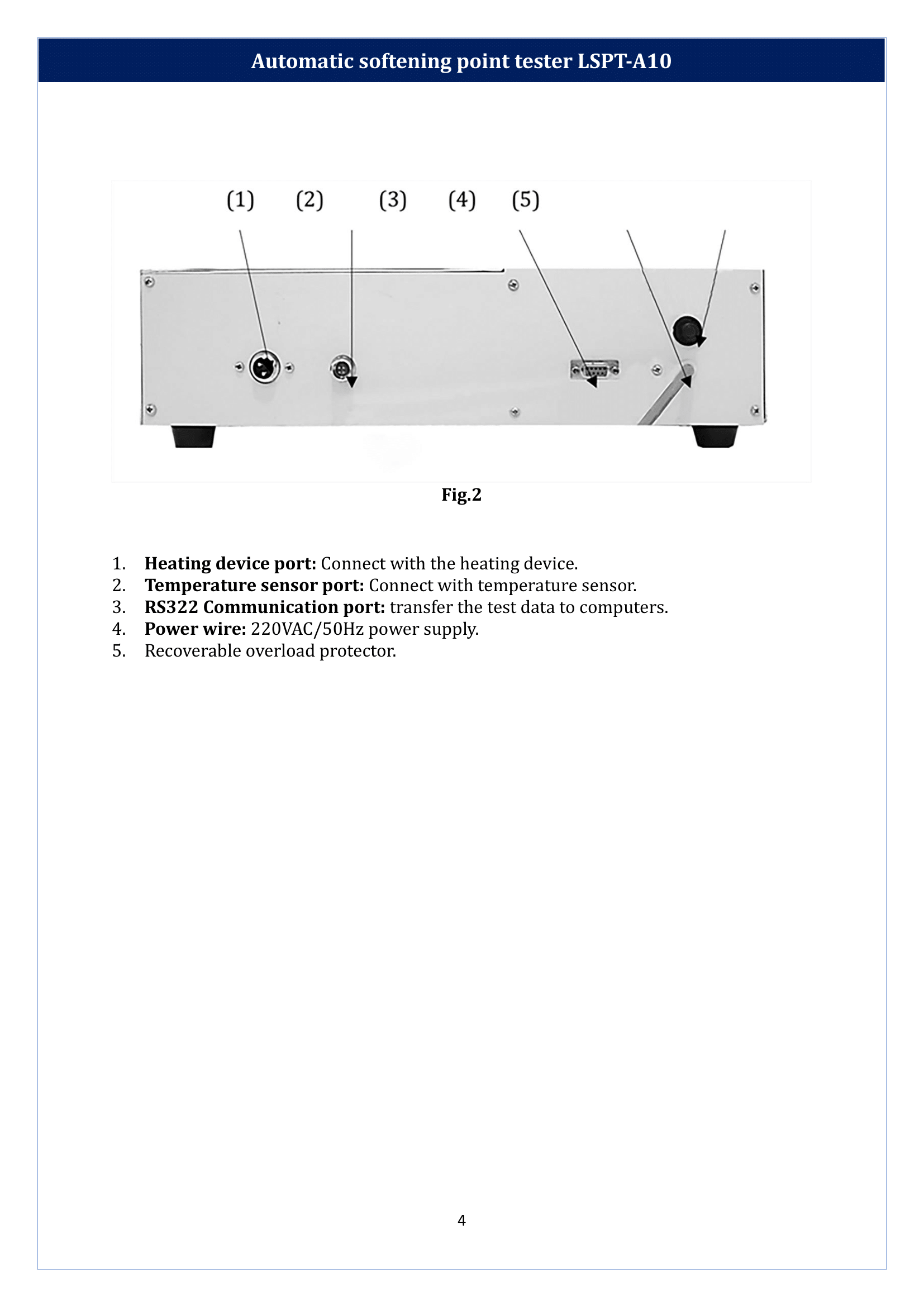 Automatic softening point tester LSPT-A10 Operating Manual