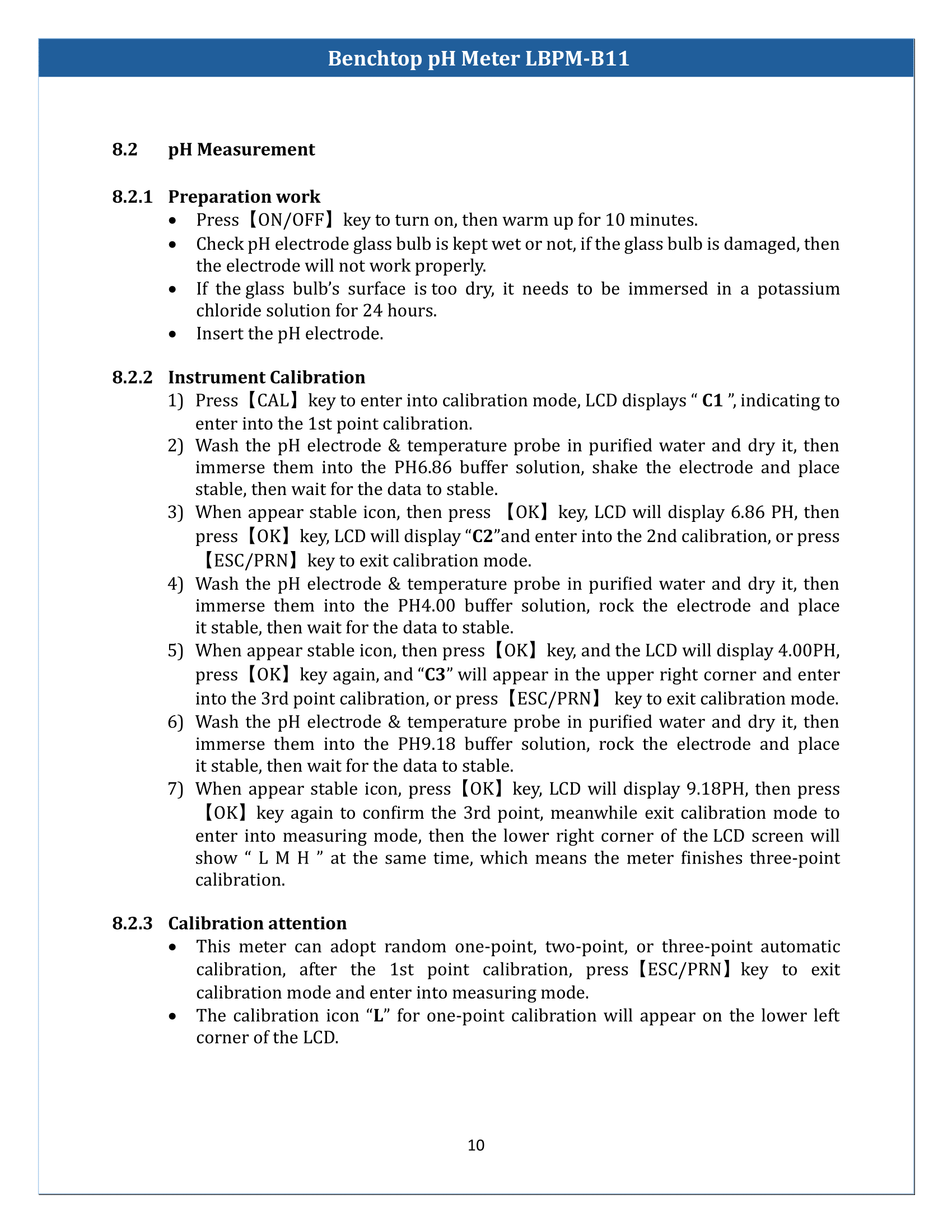 Benchtop pH Meter LBPM-B11 Operating Manual | Labtron