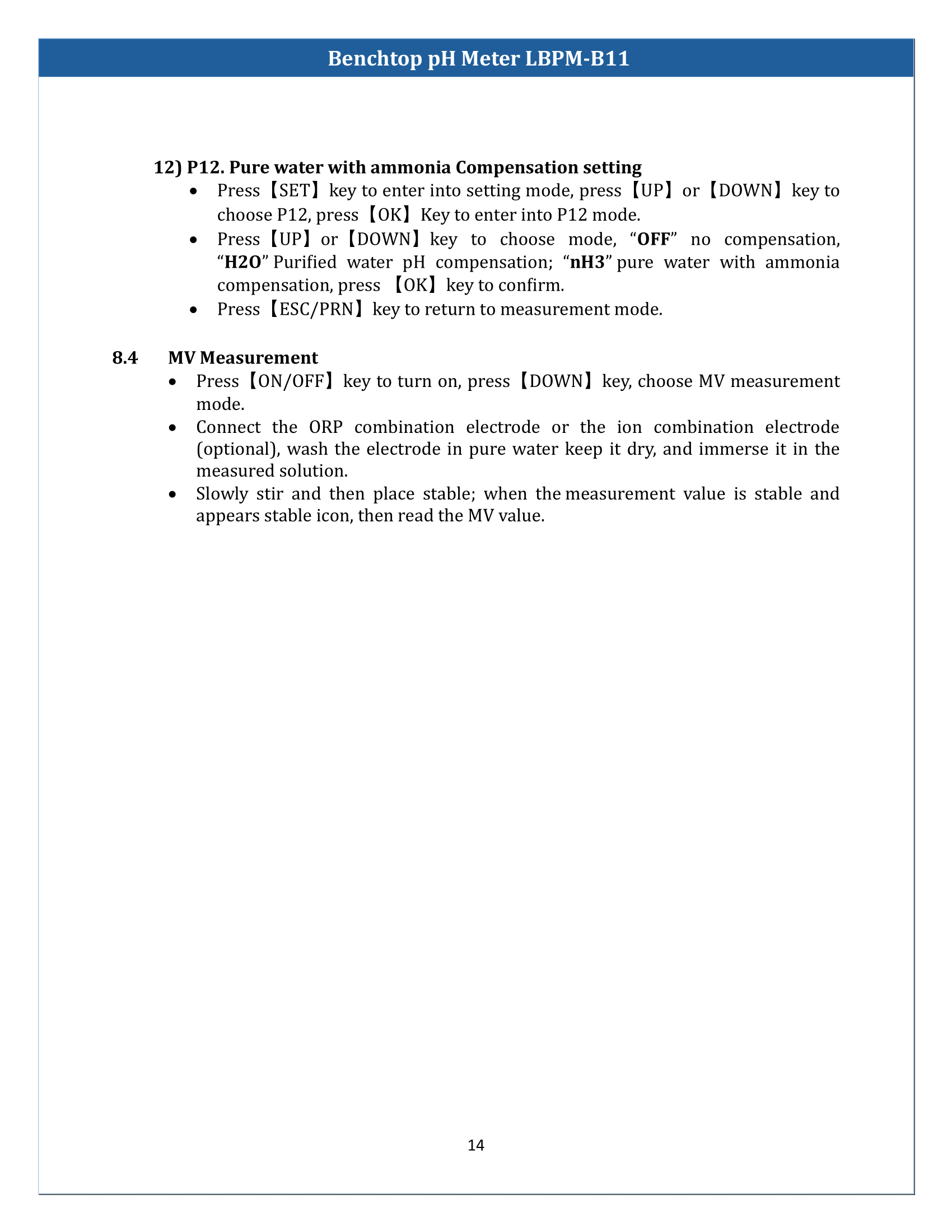 Benchtop pH Meter LBPM-B11 Operating Manual | Labtron