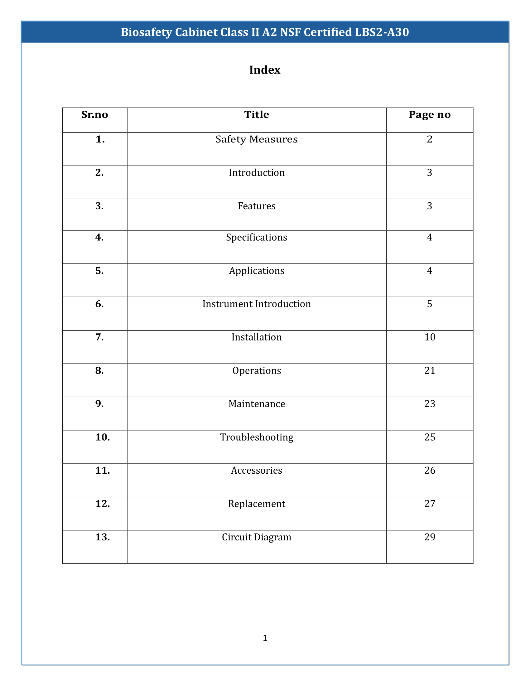 Biosafety Cabinet Class 2 A2 NSF Certified LBS2-A30 Manual