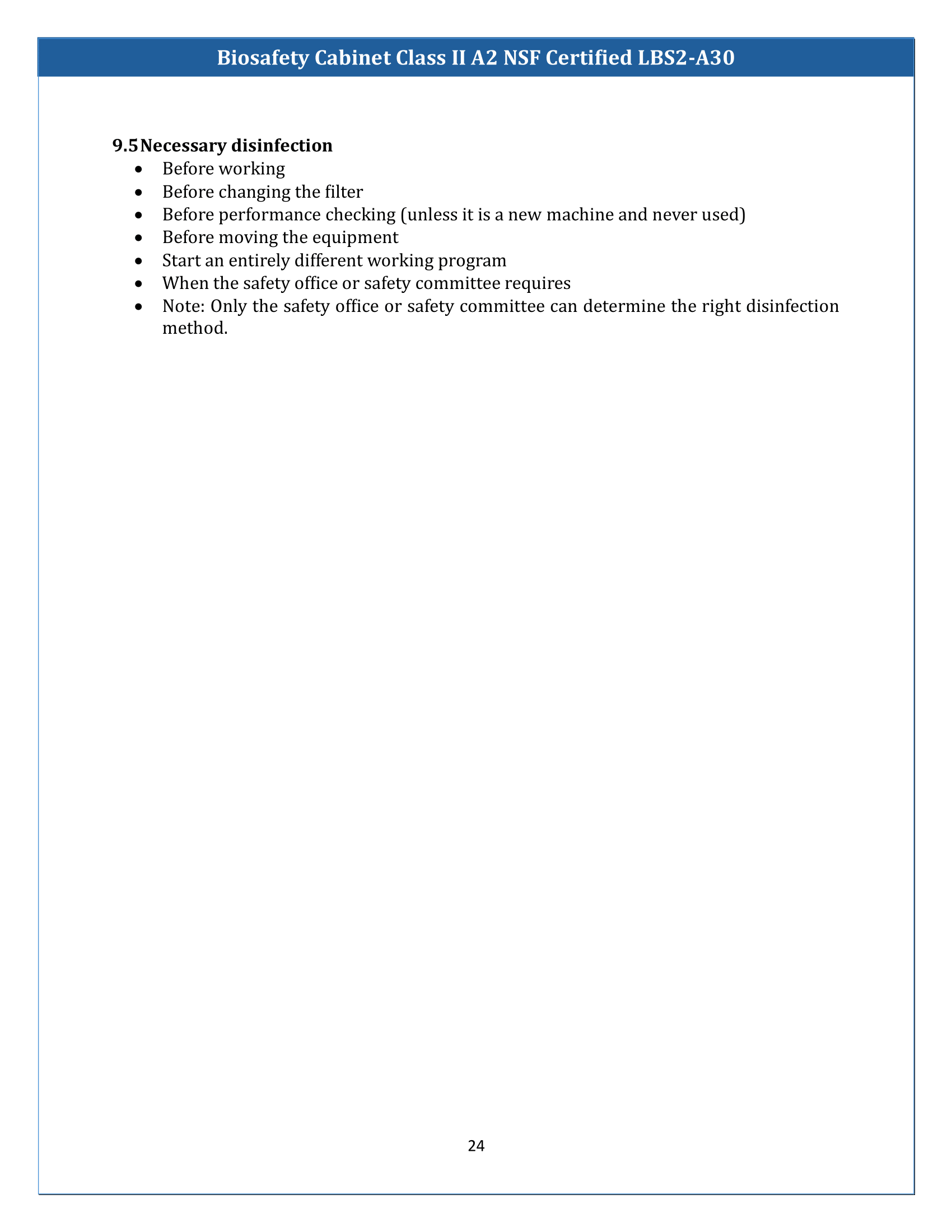 Biosafety Cabinet Class 2 A2 NSF Certified LBS2-A30 Manual