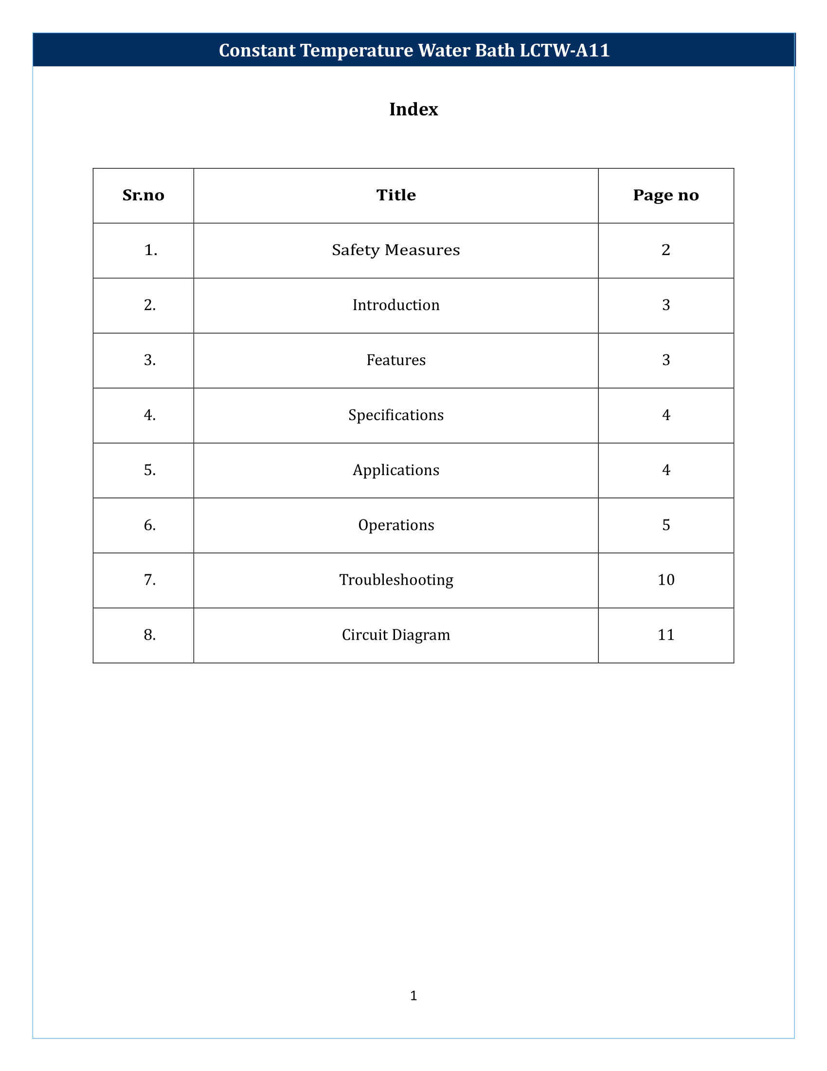 Constant Temperature Water Bath LCTW-A11 Operating Manual