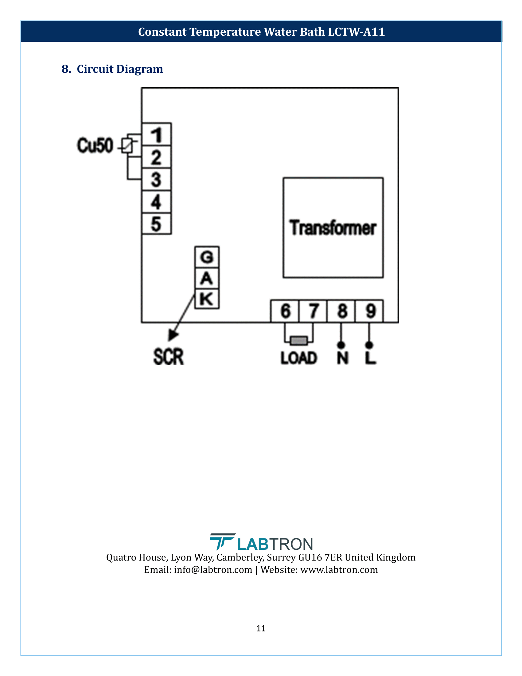 Constant Temperature Water Bath LCTW-A11 Operating Manual