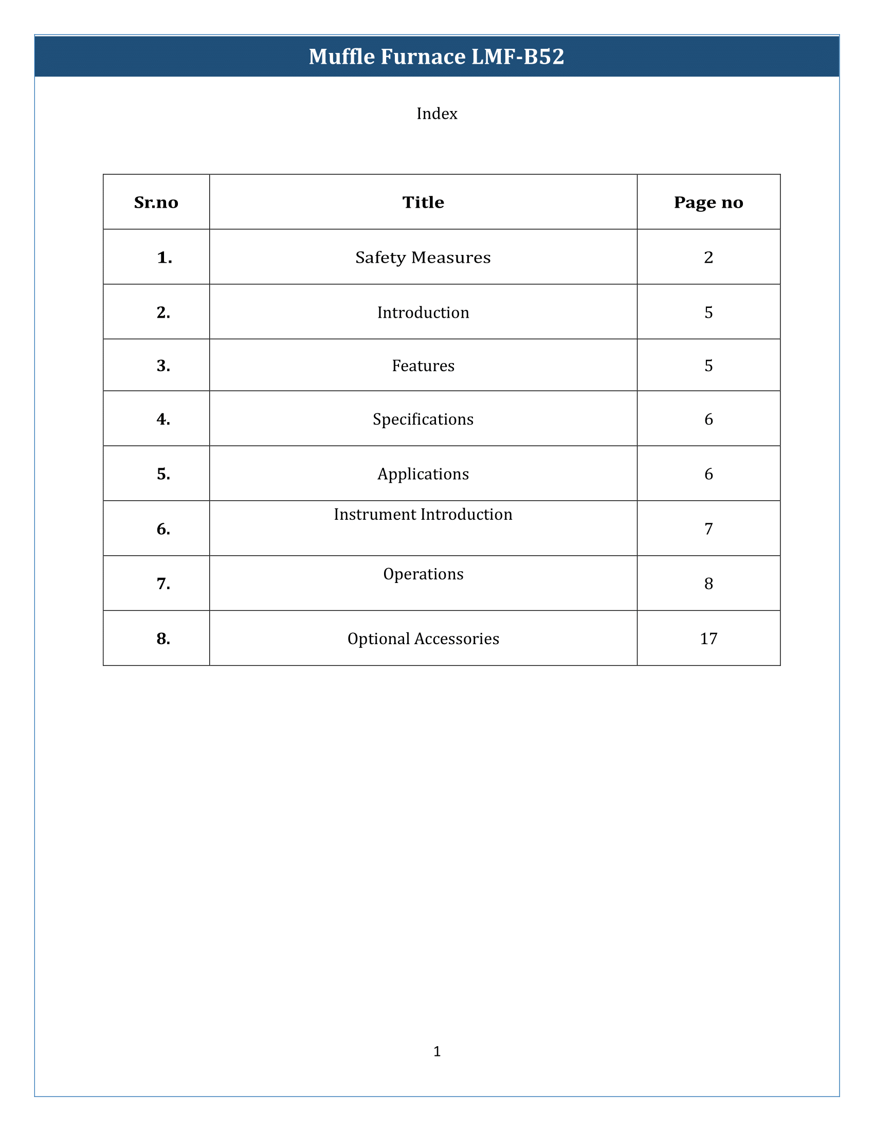 Muffle Furnace LMF-B52 Operating Manual | Labtron