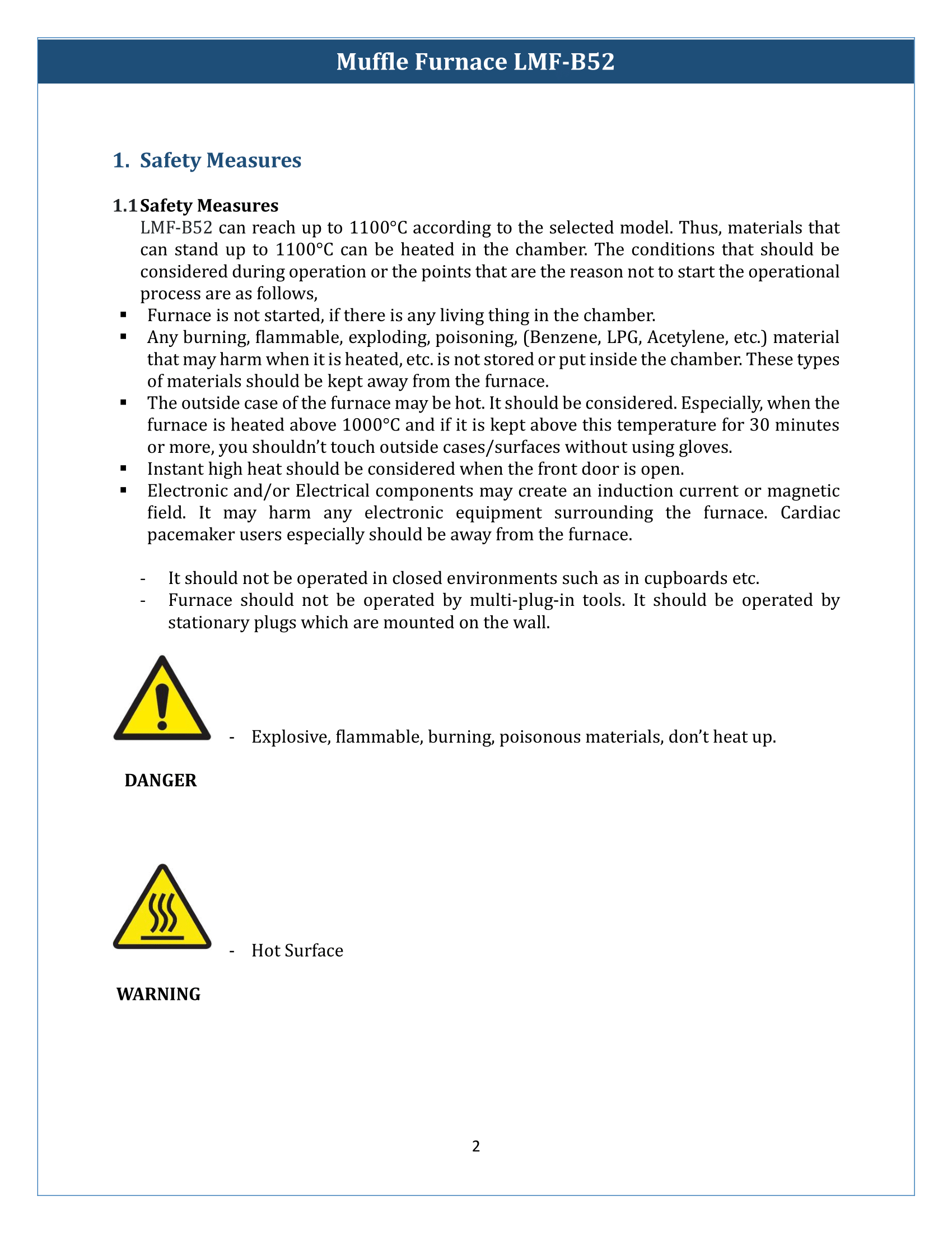 Muffle Furnace LMF-B52 Operating Manual | Labtron