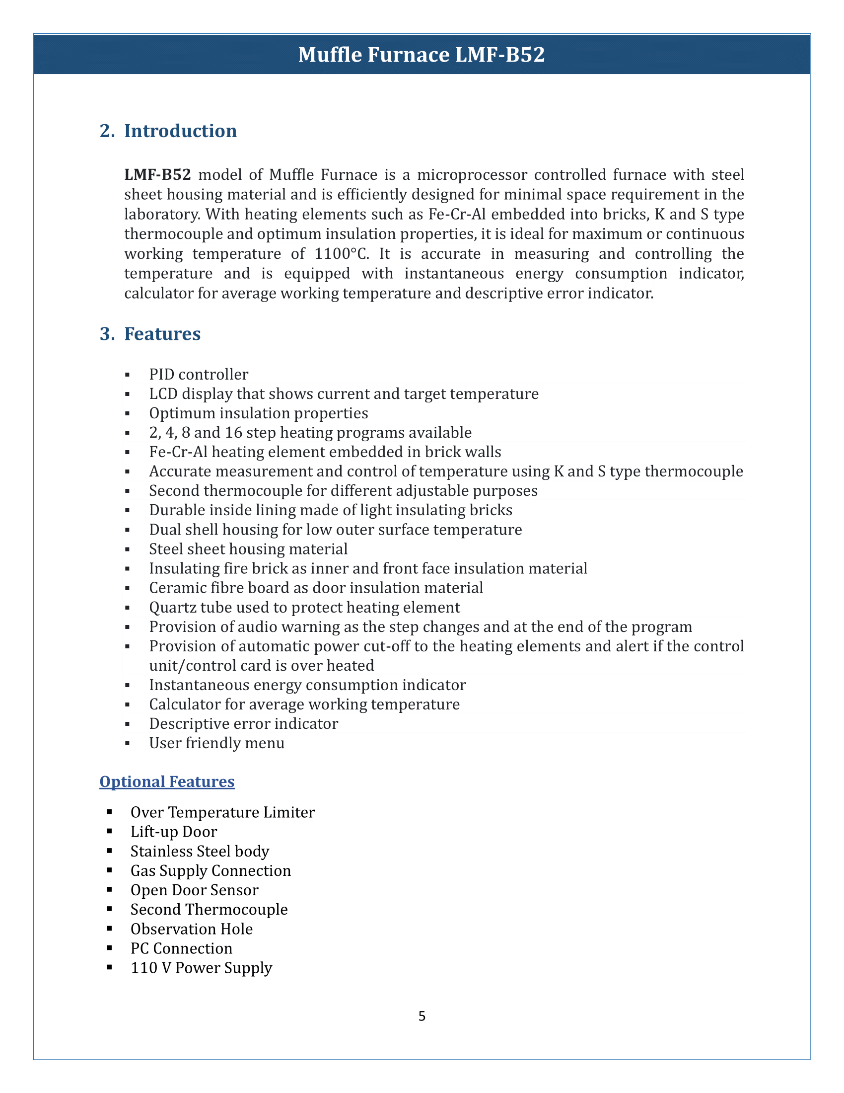 Muffle Furnace LMF-B52 Operating Manual | Labtron