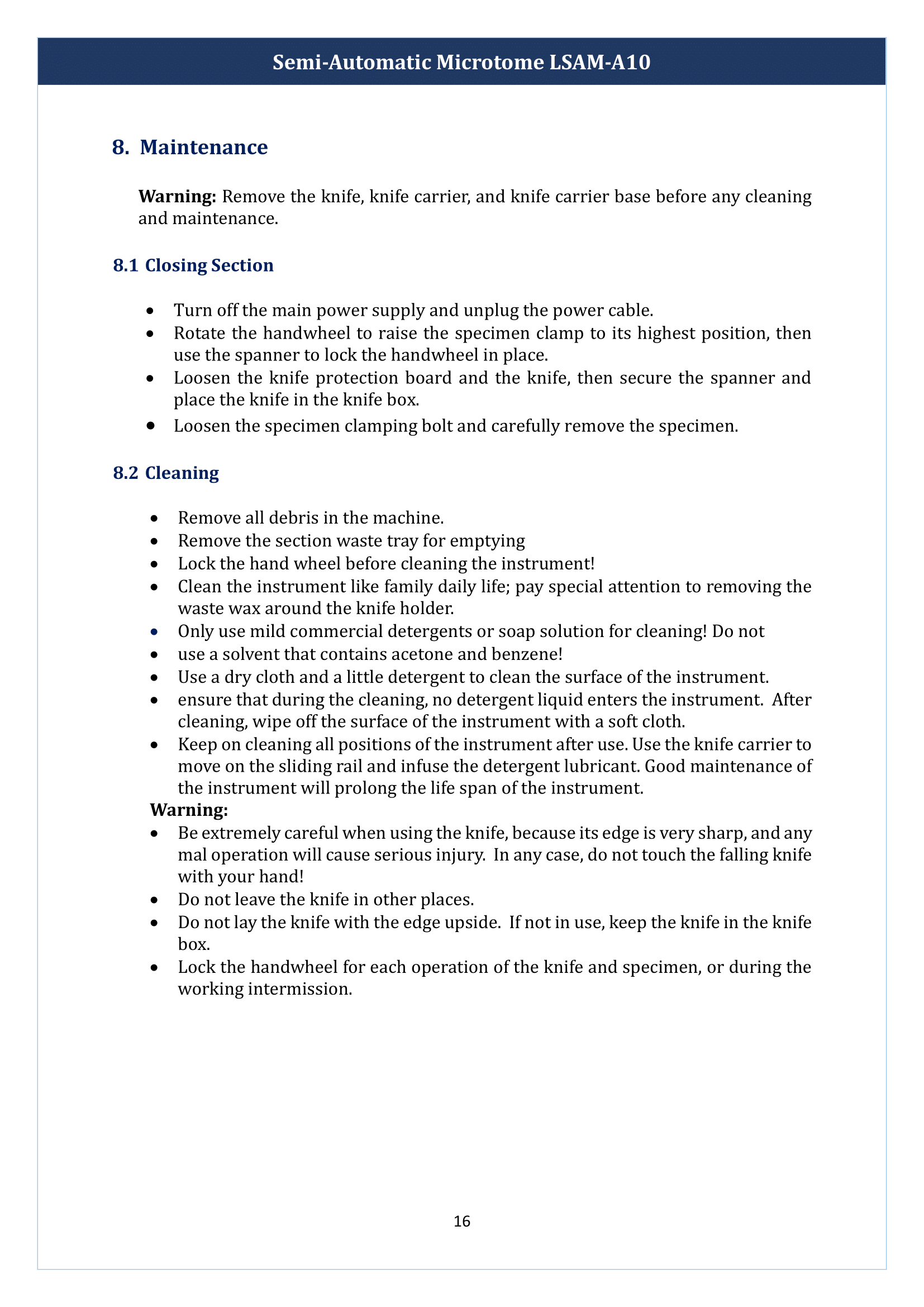 Semi automatic Microtome LSAM-A10 Operating Manual | Labtron