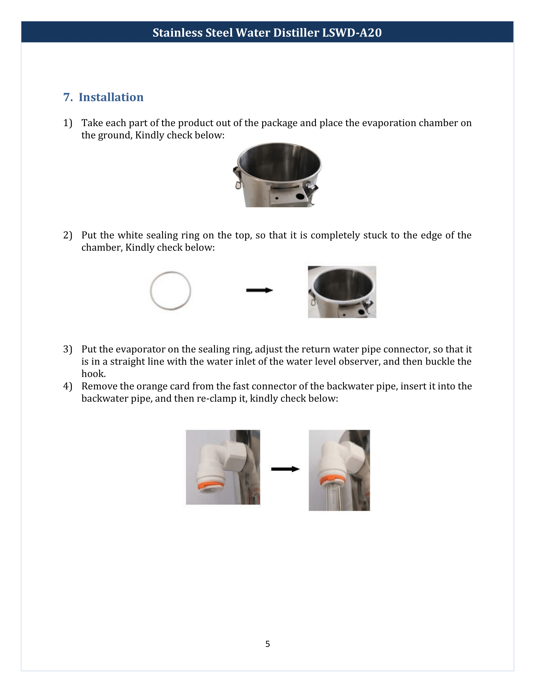 Stainless Steel Water Distiller LSWD-A20 Operating Manual