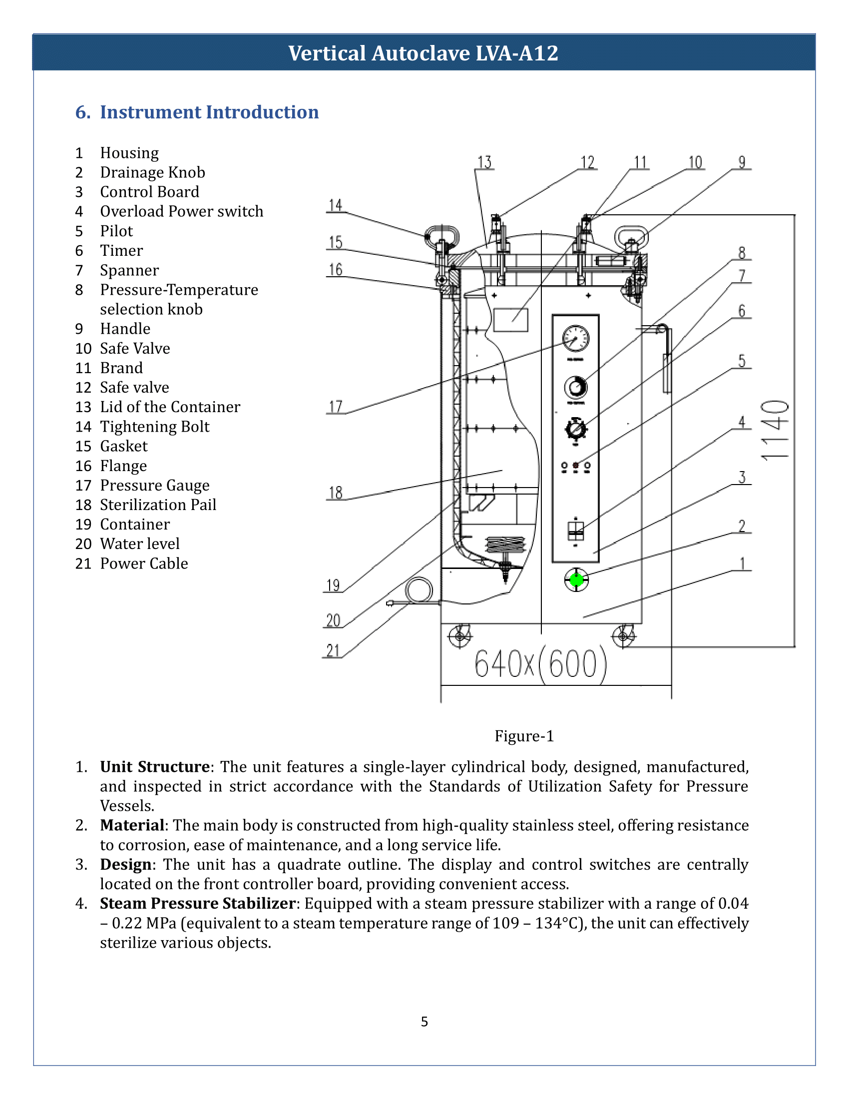 Vertical Autoclave LVA-A12 Operating Manual | Labtron