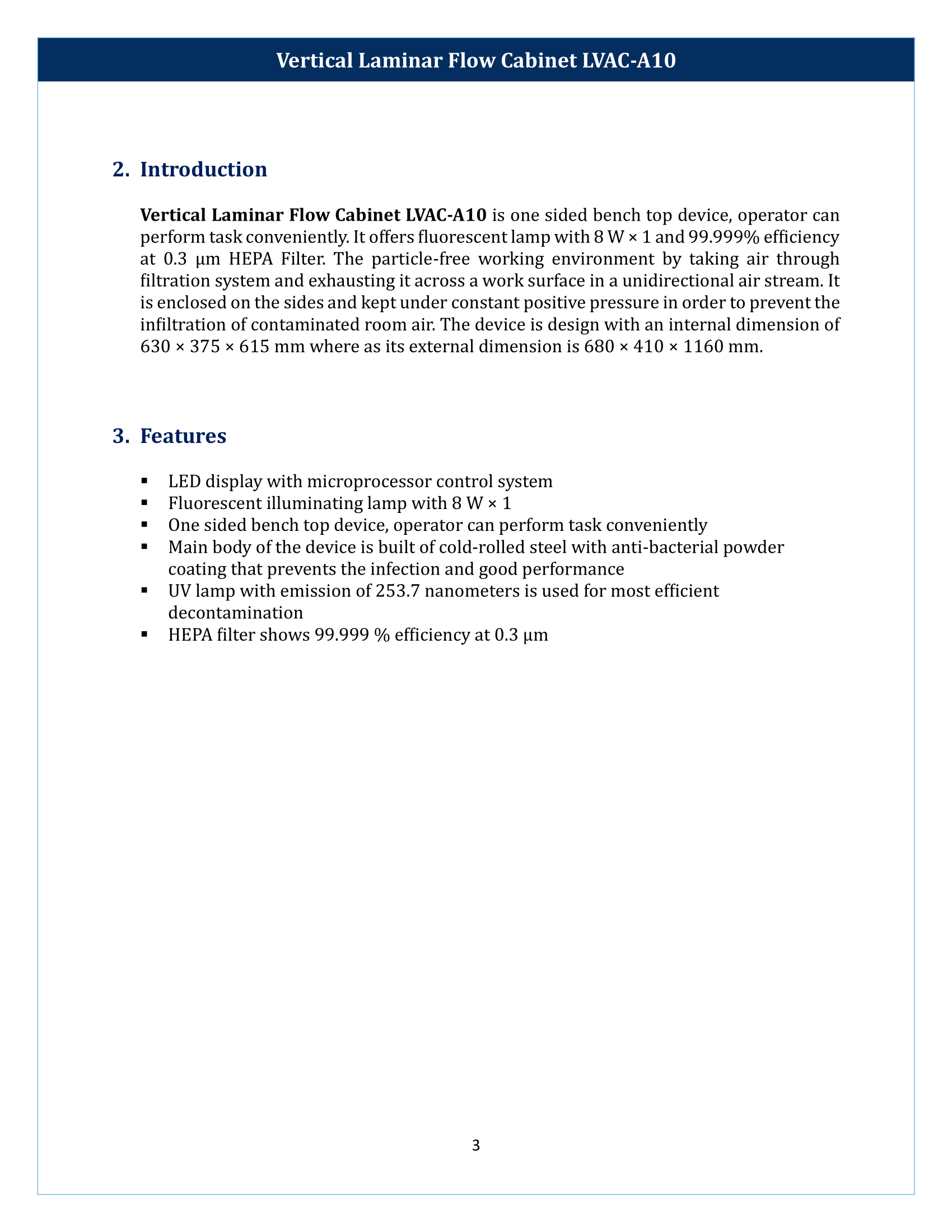 Vertical Laminar Flow Cabinet LVAC-A10 Operating Manual | Labtron