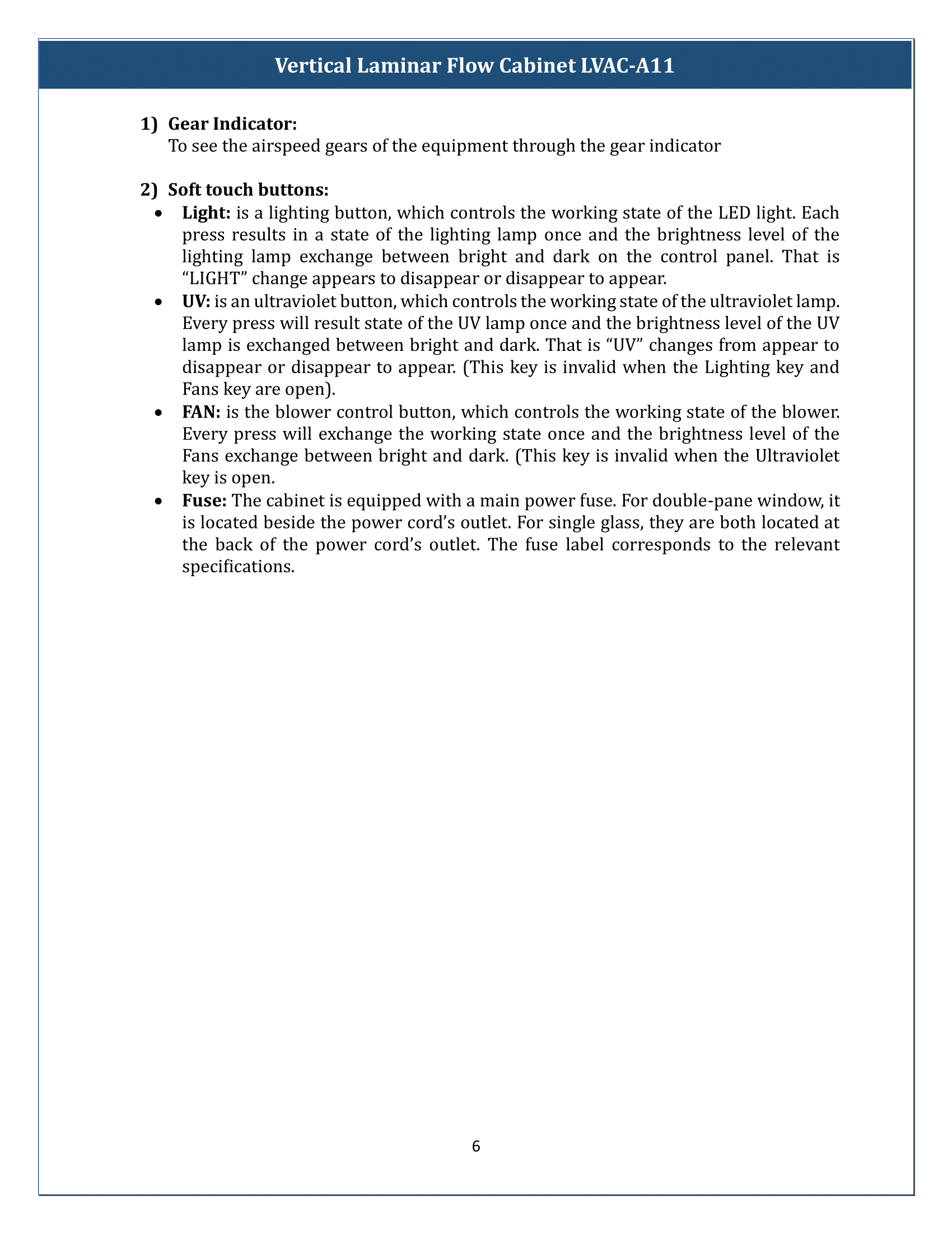 Vertical Laminar Flow Cabinet LVAC-A11 Operating Manual | Labtron