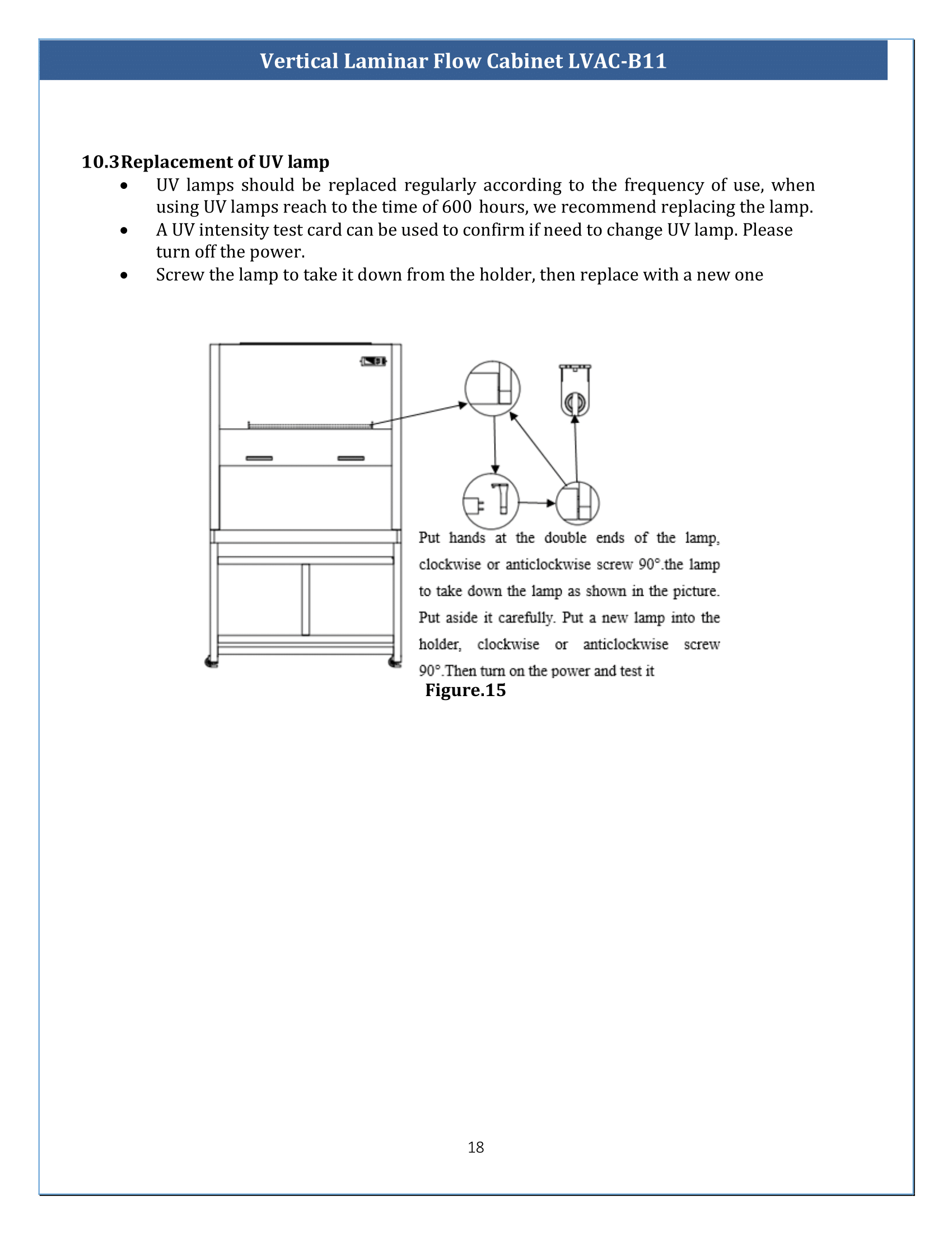 Vertical Laminar Flow Cabinet LVAC-B11 Operating Manual | Labtron