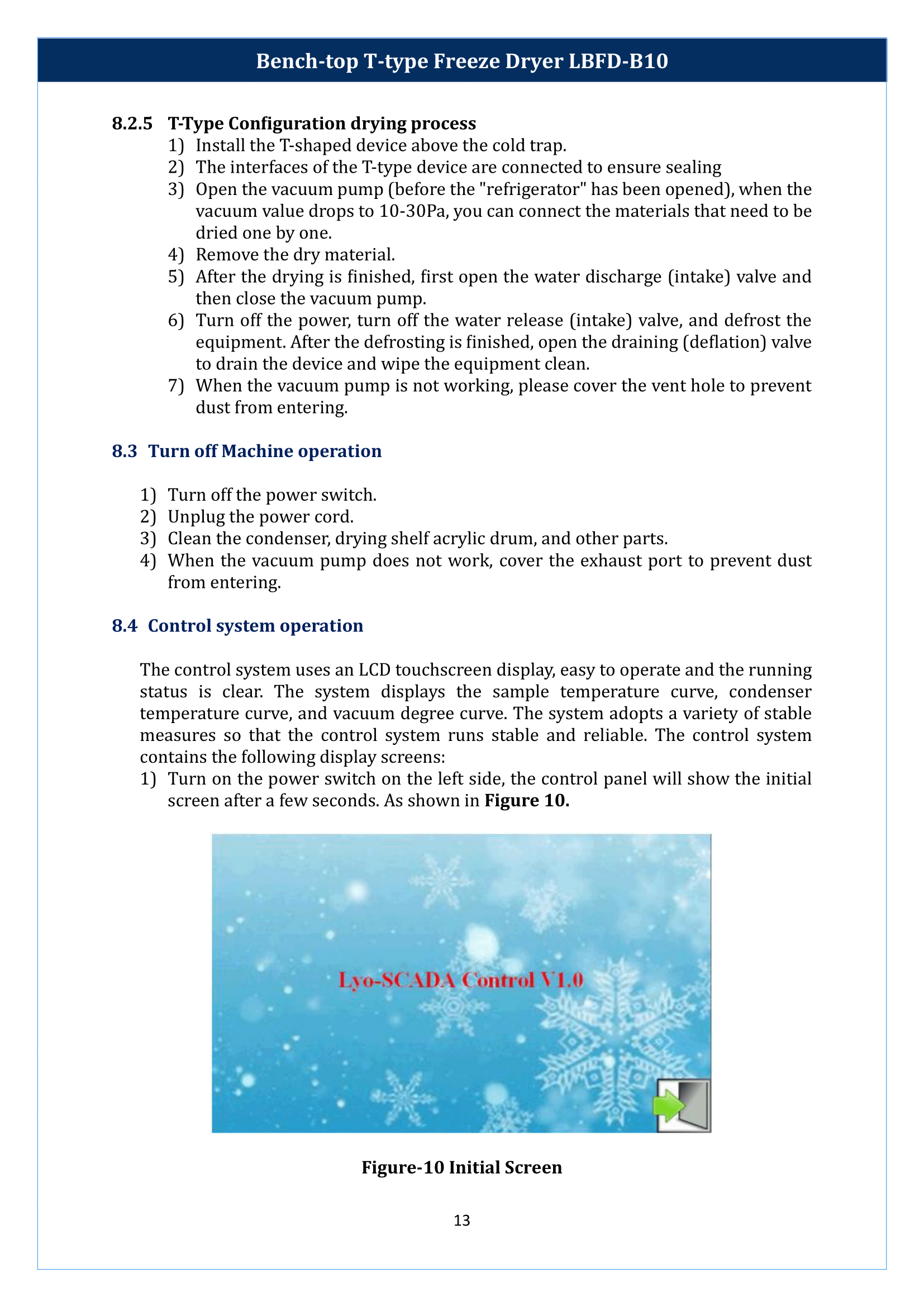 Bench top T type Freeze Dryer LBFD-B10 Operating Manual | Labtron