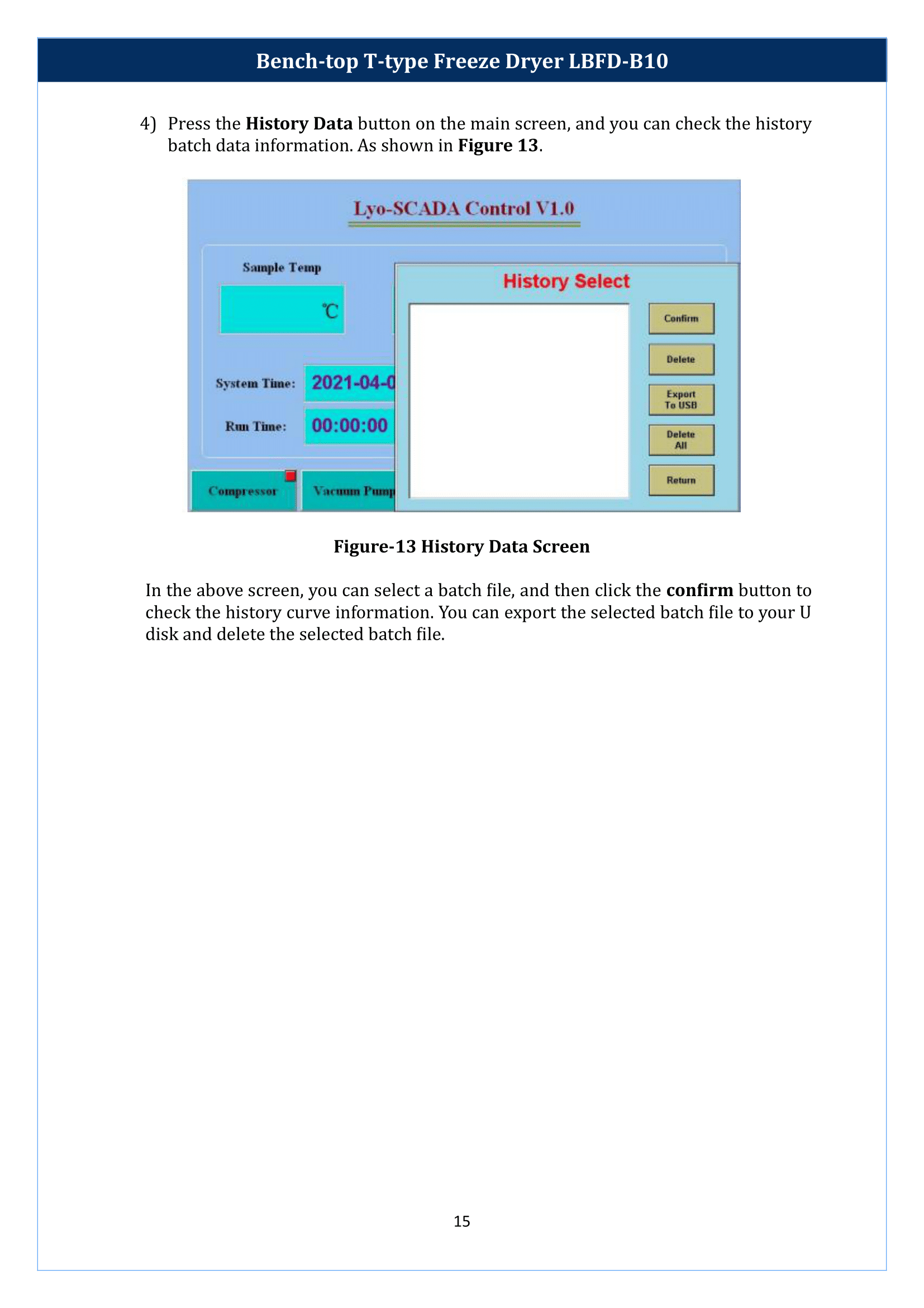 Bench top T type Freeze Dryer LBFD-B10 Operating Manual | Labtron