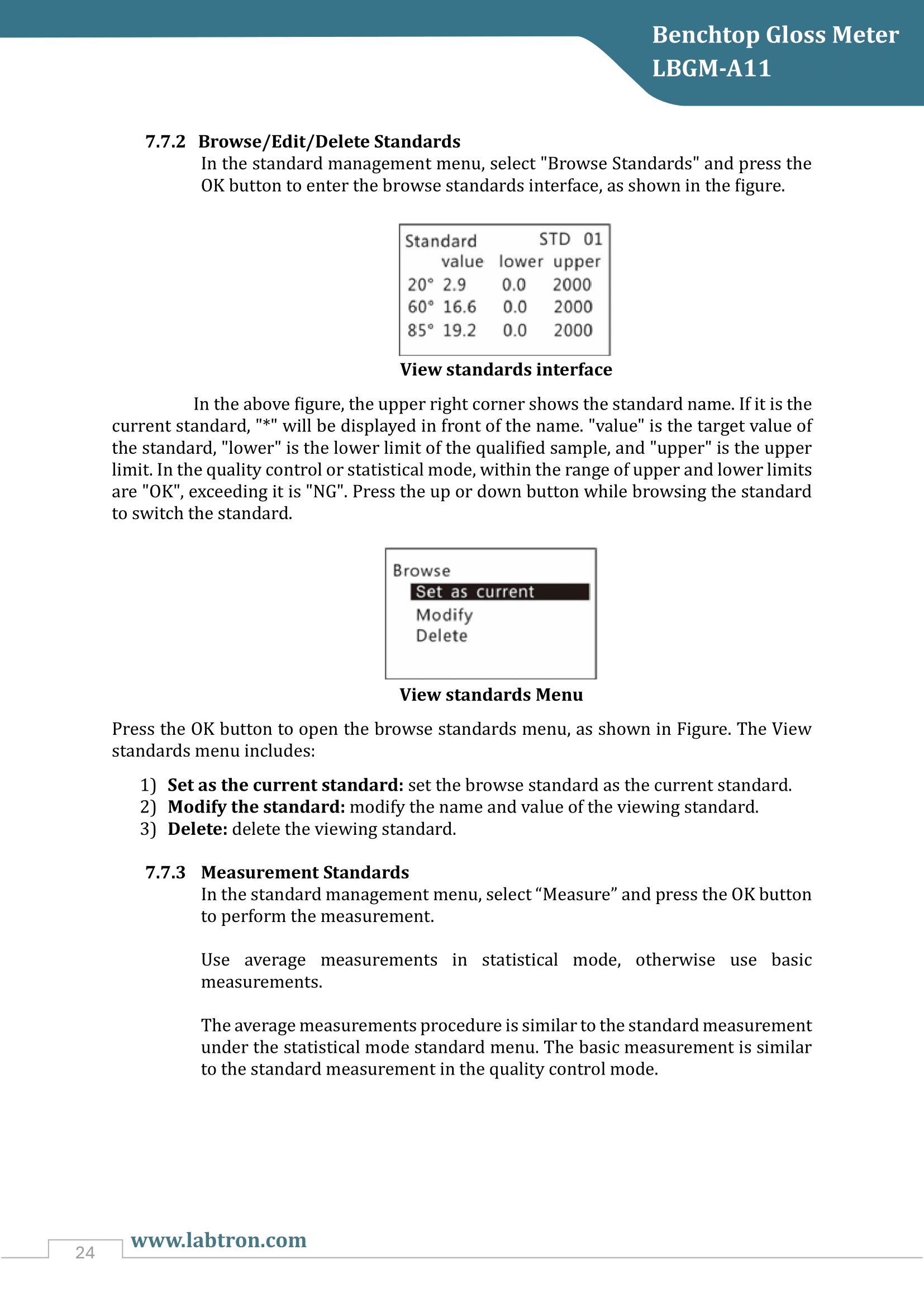 Benchtop Gloss Meter LBGM-A11 Operating Manual | Labtron