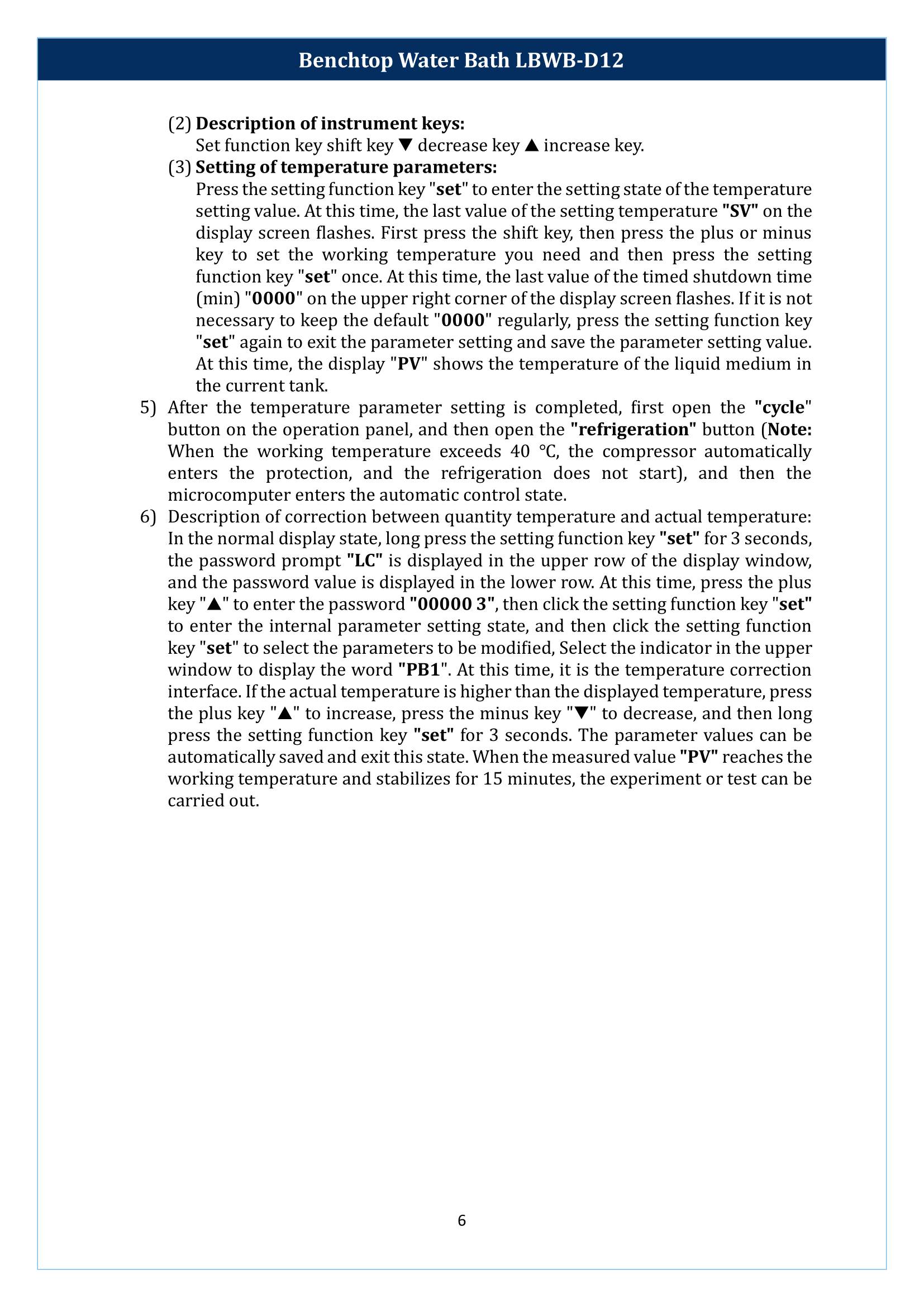 Benchtop Water Bath LBWB-D12 Operating Manual | Labtron