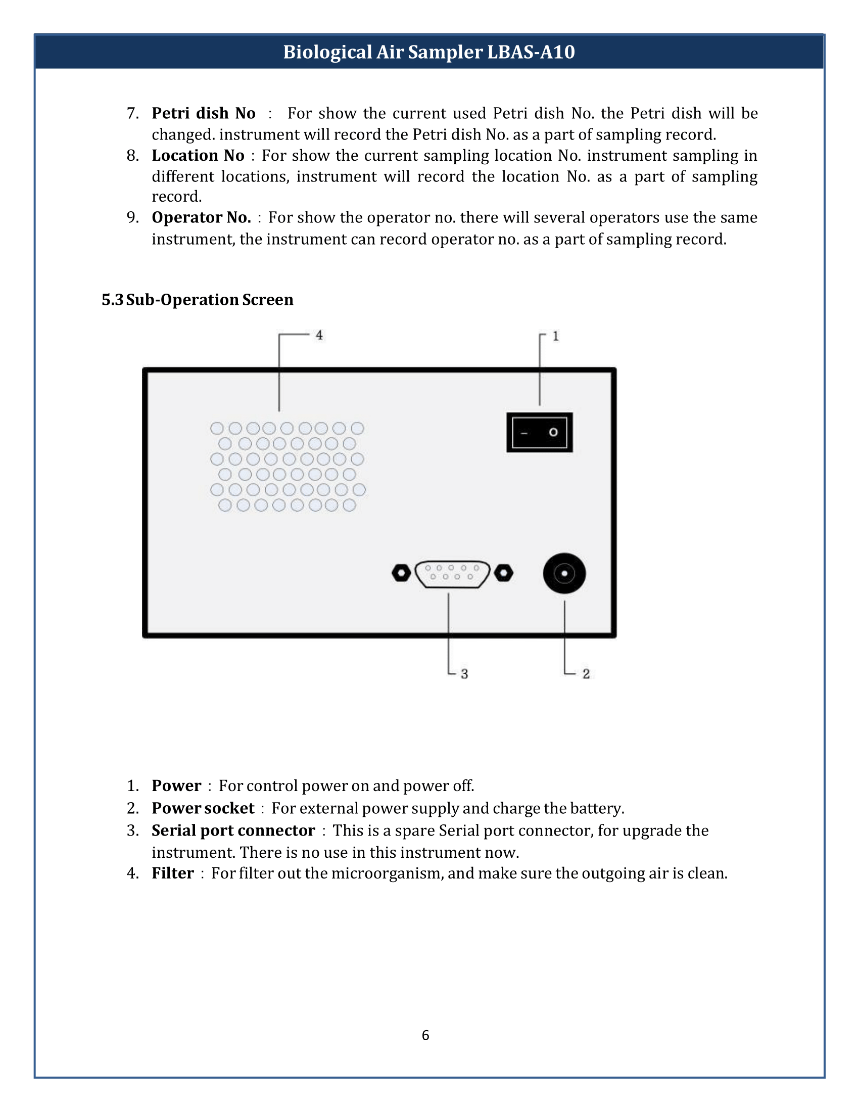 Biological Air Sampler LBAS-A10 Operating Manual | Labtron