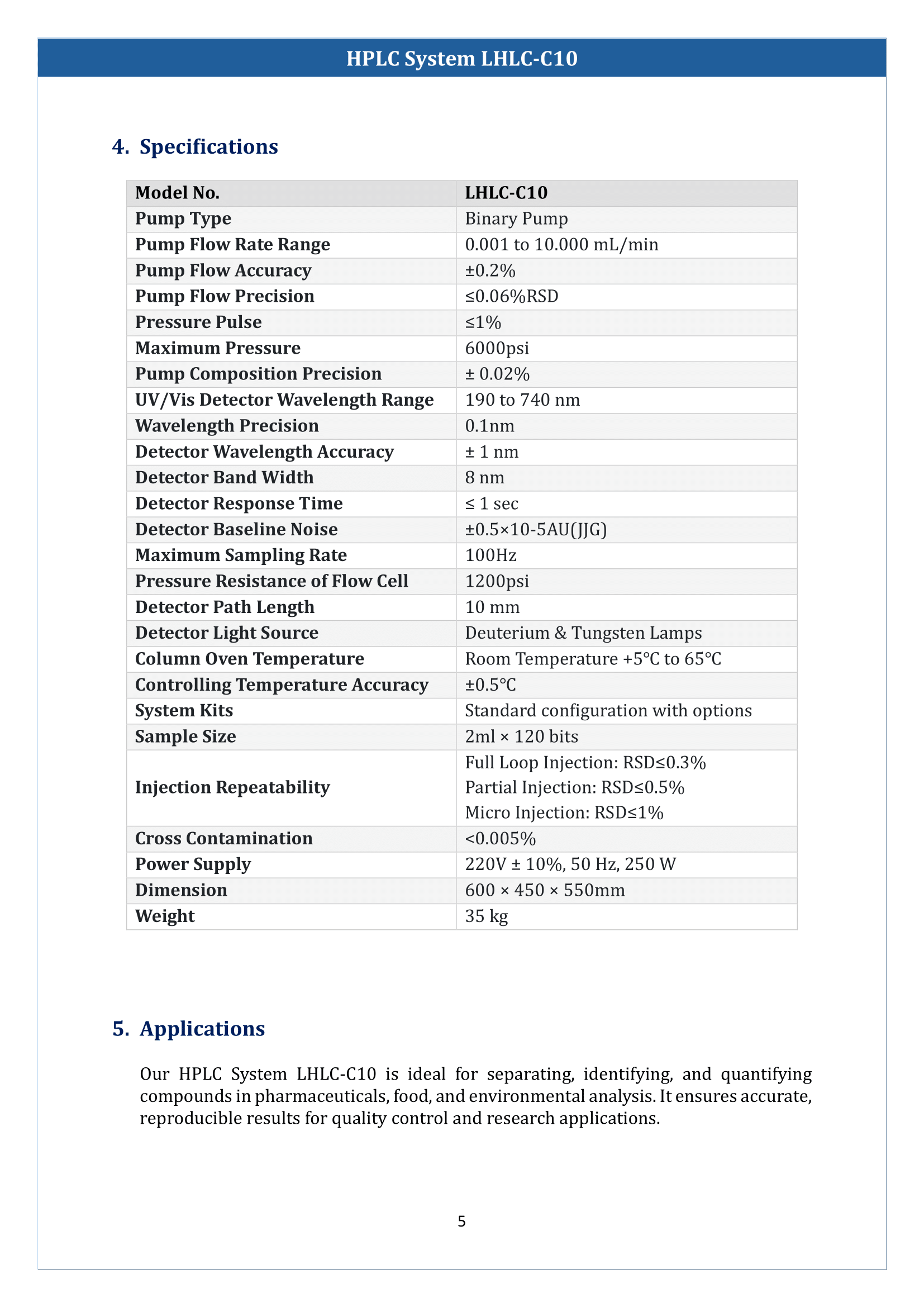HPLC System LHLC-C10 Operating Manual | Labtron