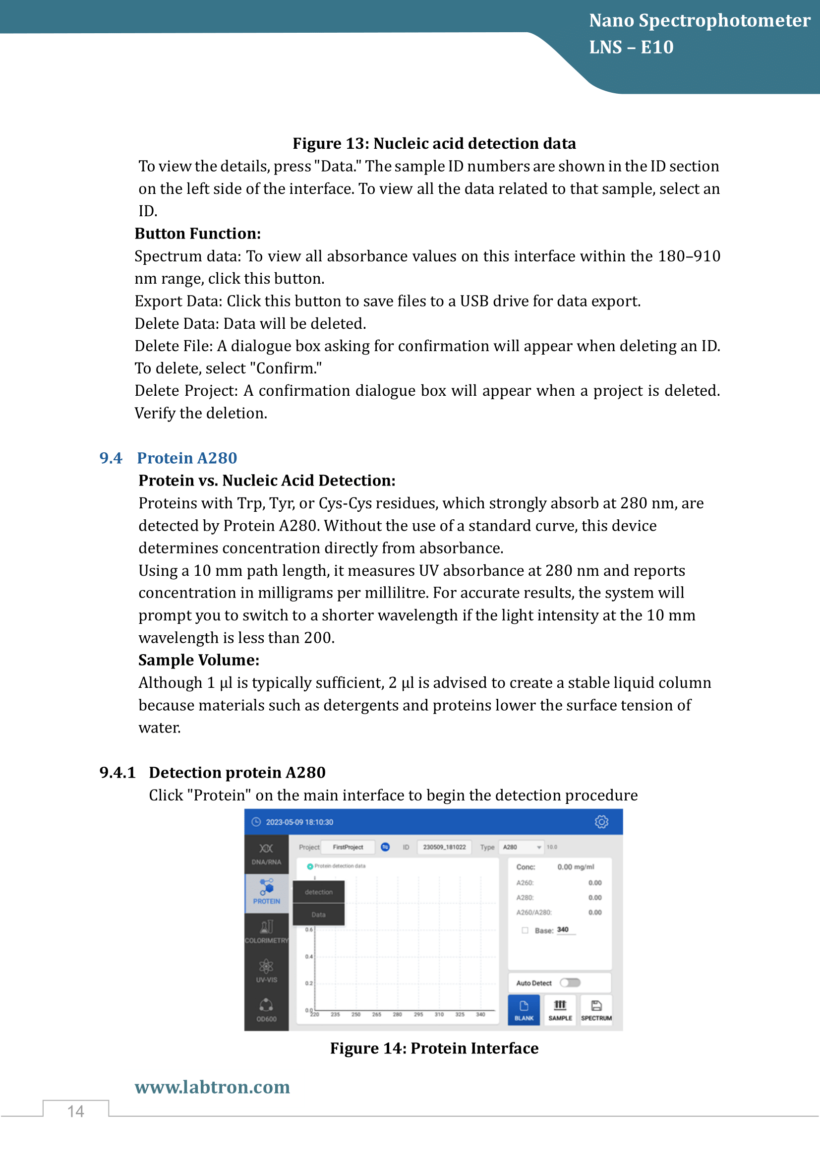 Nano Spectrophotometer LNS-E10 Operating Manual | Labtron