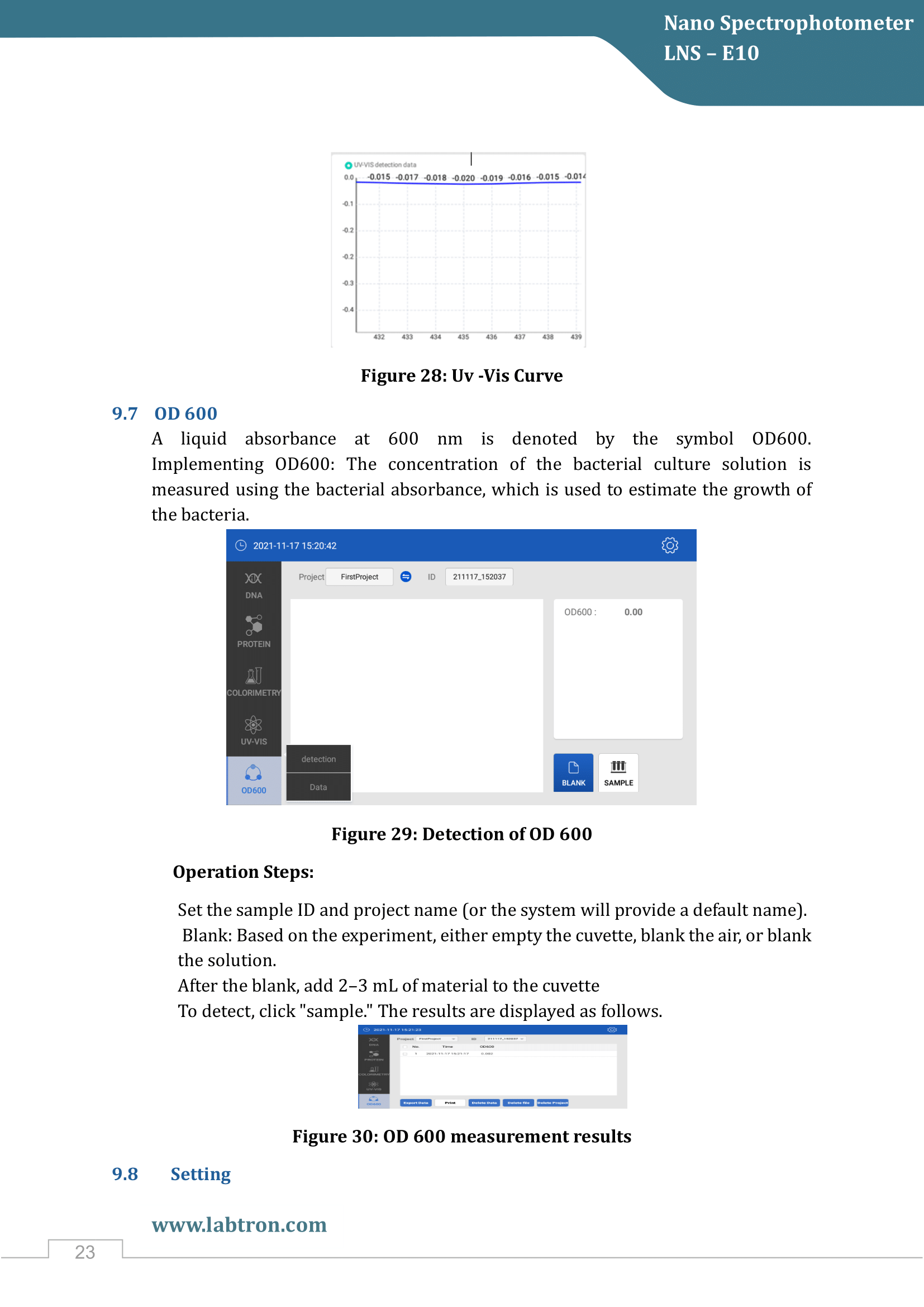 Nano Spectrophotometer LNS-E10 Operating Manual | Labtron