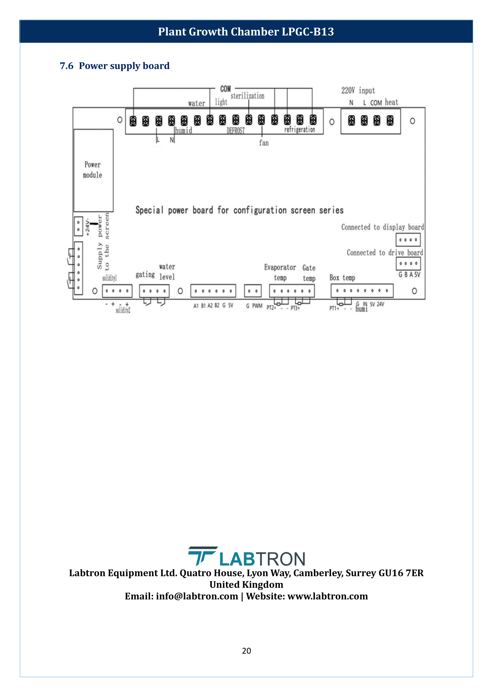 Plant Growth Chamber LPGC-B13 Operating Manual | Labtron