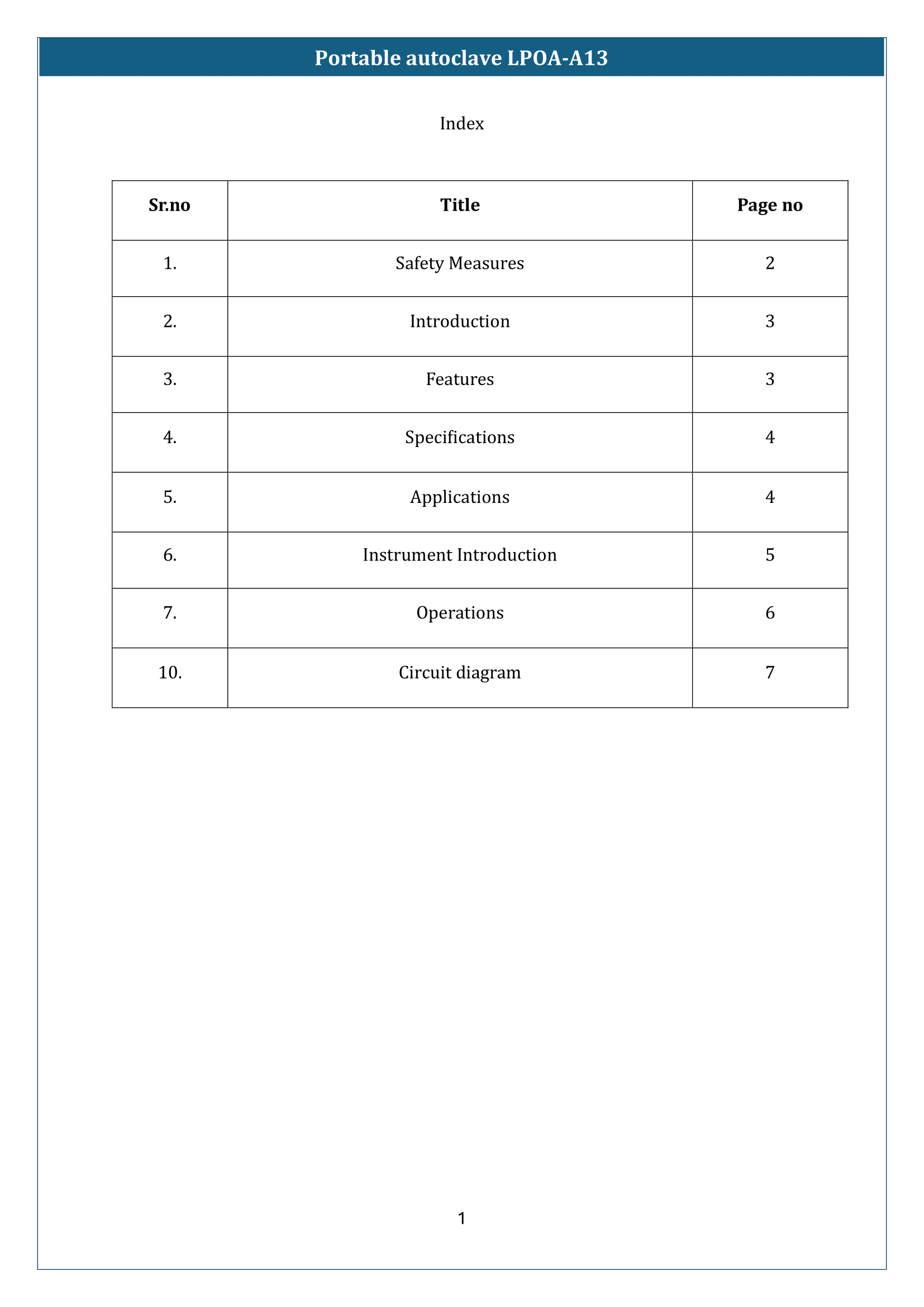 Portable Autoclave LPOA-A13 Operating Manual | Labtron