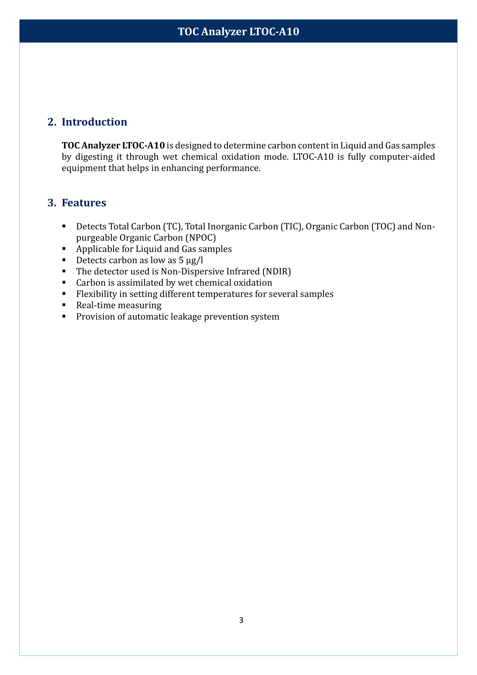 TOC Analyzer LTOC-A10 Operating Manual | Labtron