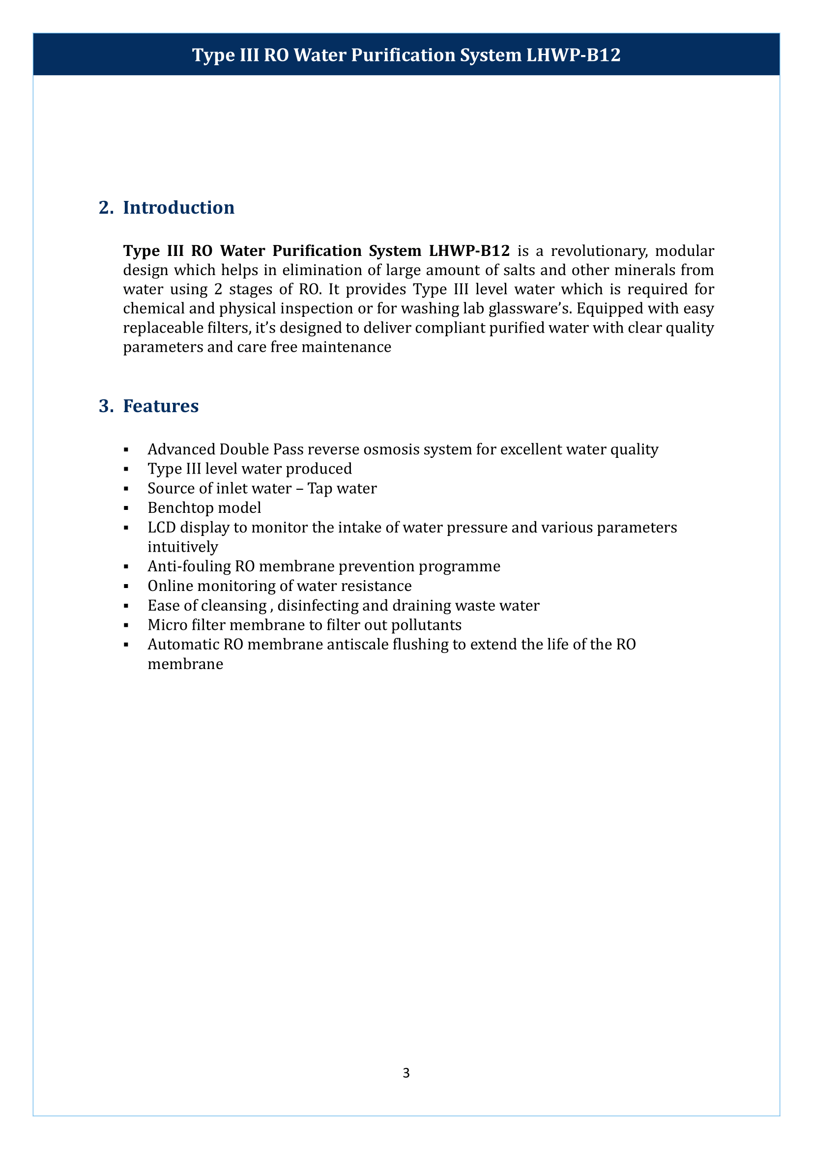 Type III RO Water Purification System LHWP-B12 Operating Manual