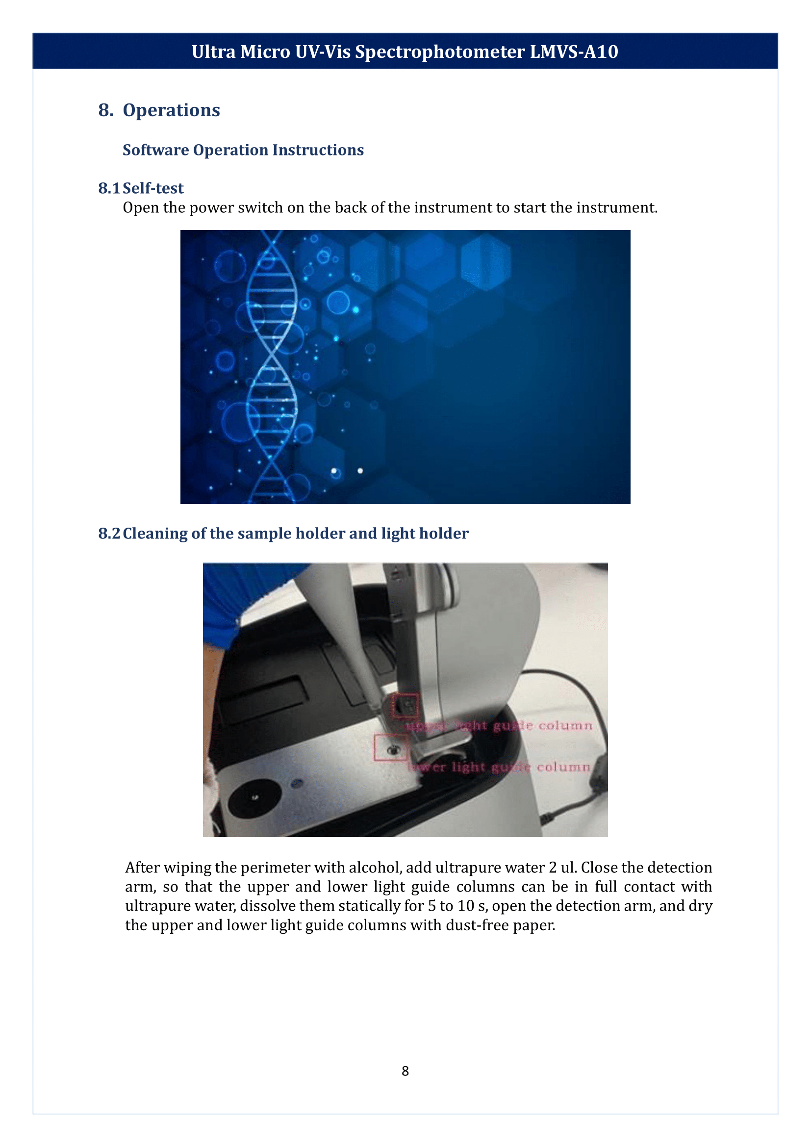 Ultra Micro UV Vis Spectrophotometer LMVS-A10 Operating Manual